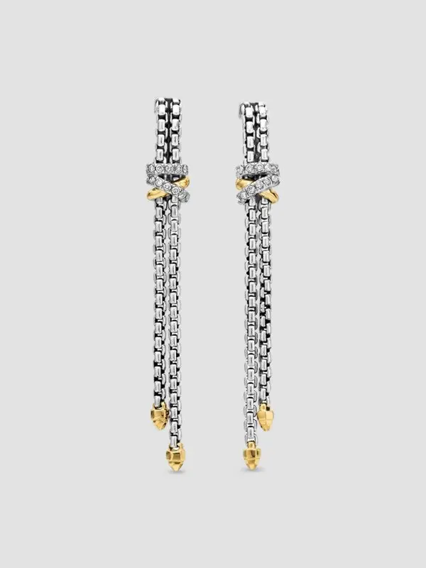 David Yurman Helena Chain Drop Earrings In Sterling Silver With 18k And Diamonds, 50.8mm - Diamond