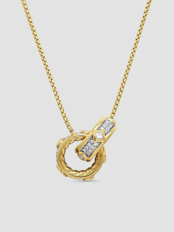 David Yurman Modern Renaissance Double Pendant Necklace In 18k - Diamond