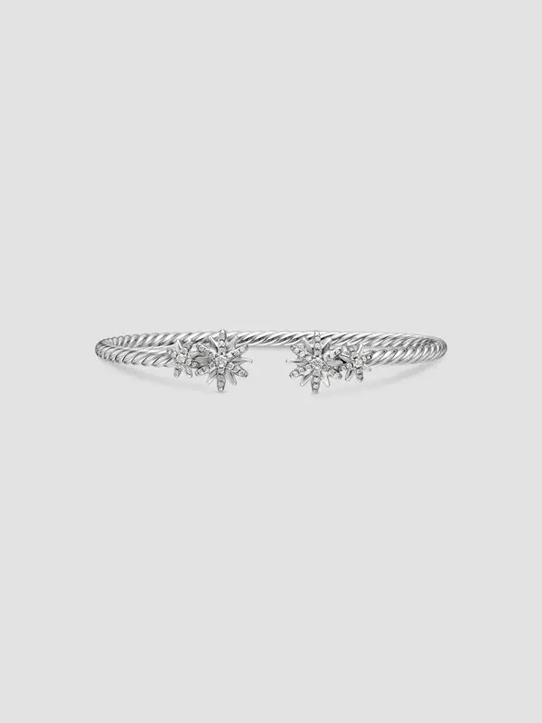David Yurman Starburst Cable Bracelet In Sterling Silver - Diamond