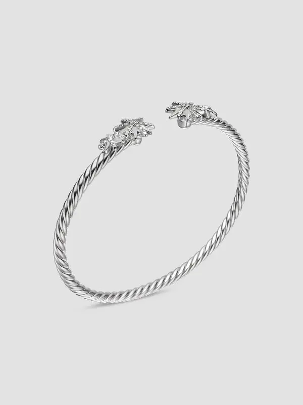David Yurman Starburst Cable Bracelet In Sterling Silver - Diamond
