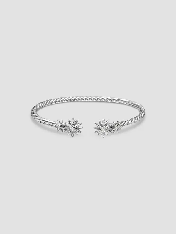 David Yurman Starburst Cable Bracelet In Sterling Silver - Diamond