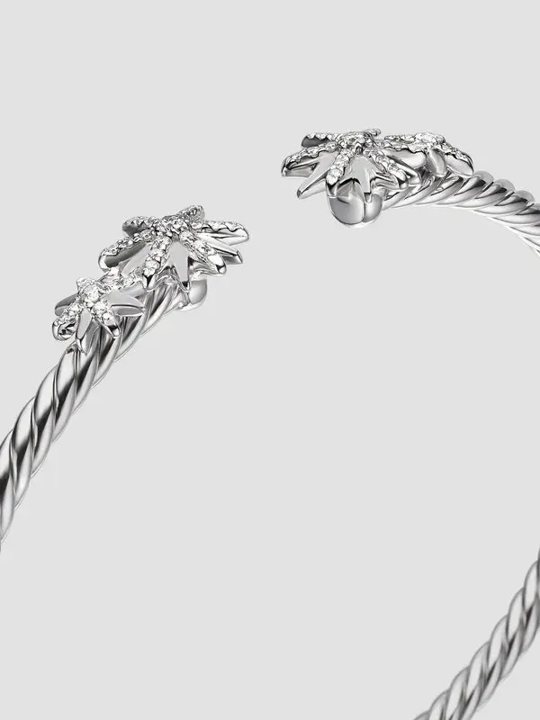 David Yurman Starburst Cable Bracelet In Sterling Silver - Diamond