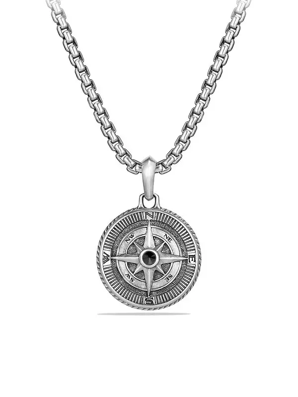 David Yurman Maritime Sterling &amp; Black Diamond Compass Amulet