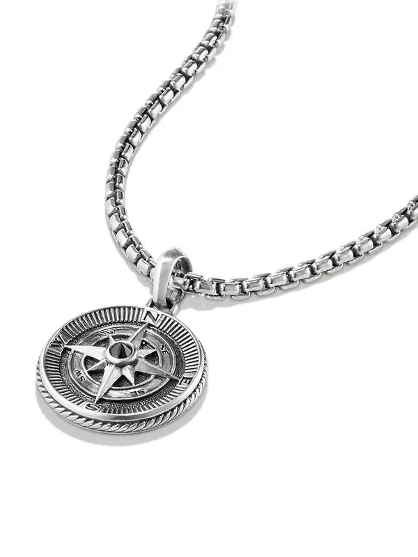 David Yurman Maritime Sterling &amp; Black Diamond Compass Amulet