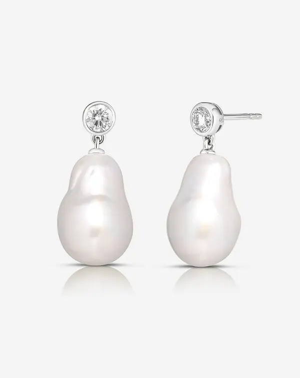 Ring Concierge Baroque Pearl And Diamond Earrings - One-color