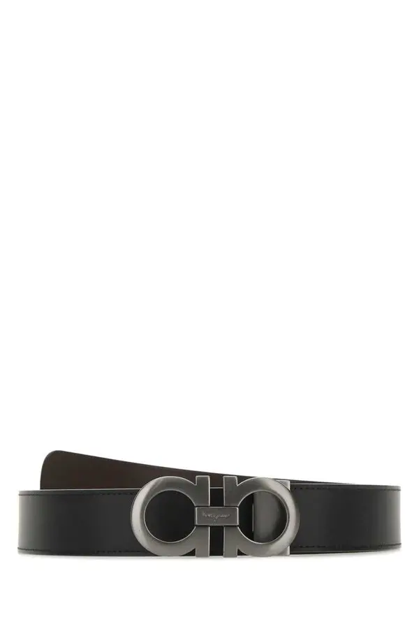 FERRAGAMO Reversible Leather Belt - Black