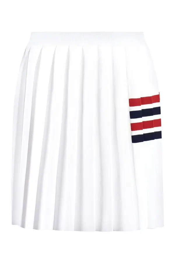 Thom Browne Pleated Knitted Skirt - White