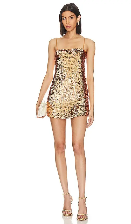 Retrofete Nara Dress In Metallic Bronze