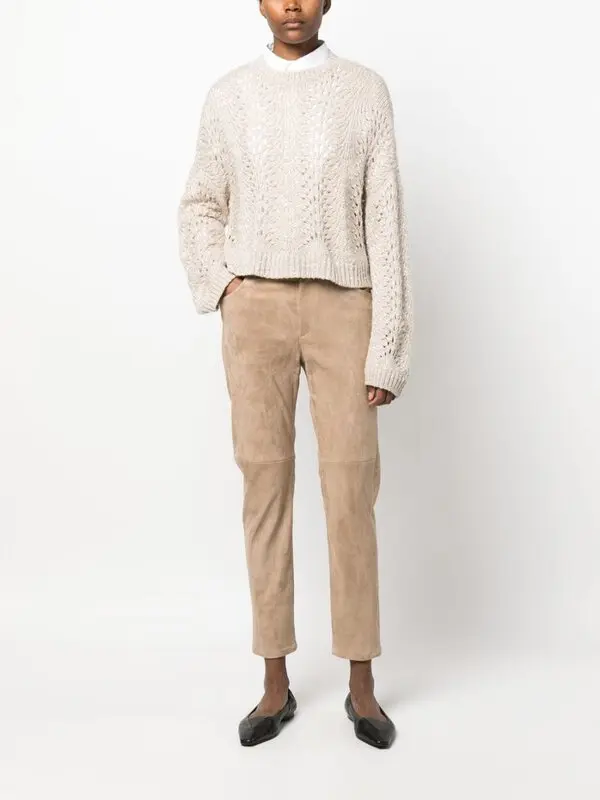 Brunello Cucinelli Cropped Suede Trousers