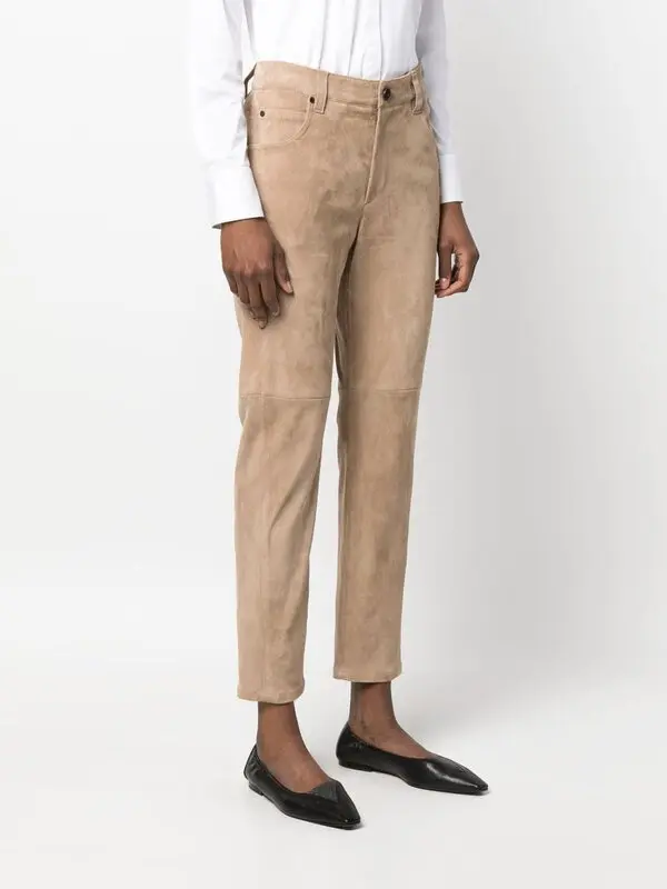 Brunello Cucinelli Cropped Suede Trousers