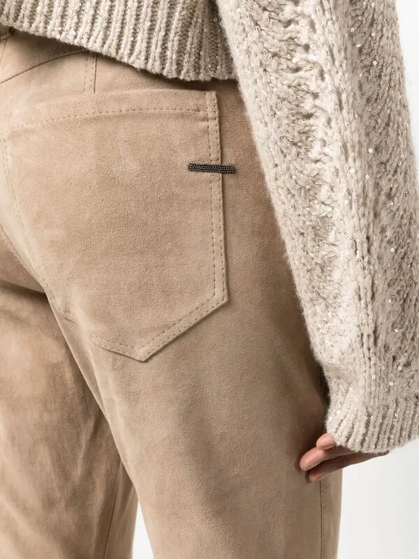 Brunello Cucinelli Cropped Suede Trousers