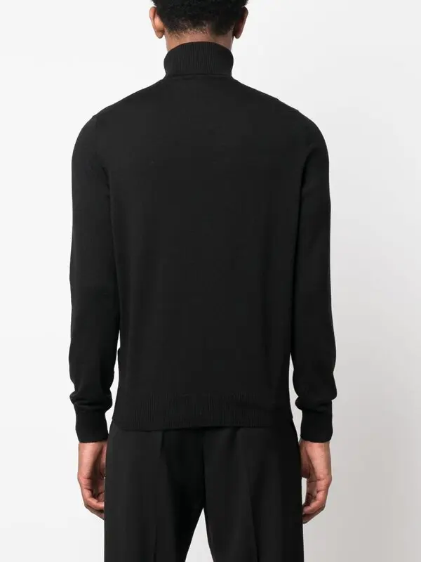 FAY Roll Neck Virgin Wool Sweater - Black