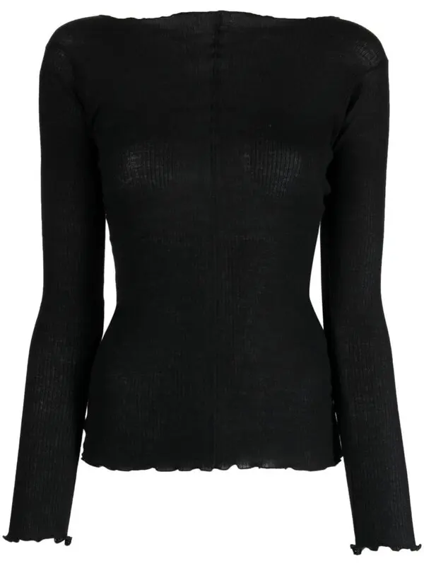 BASERANGE Vertical-seamed Ribbed-knit Jumper - Black