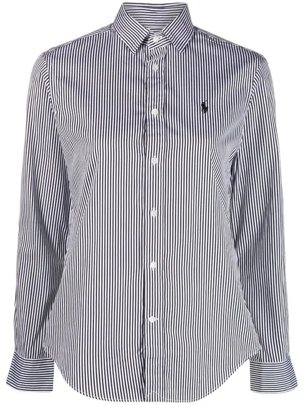 Polo Ralph Lauren Striped Shirt With Embroidered Logo - Black