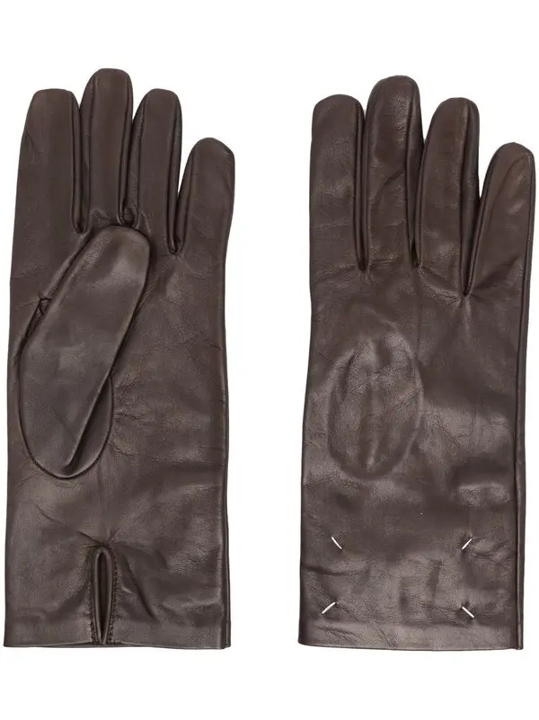 MAISON MARGIELA Four-stitch Leather Gloves - Brown
