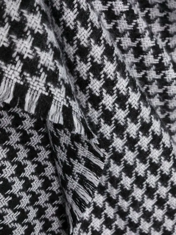 Acne Studios Houndstooth Frayed-trim Scarf - White