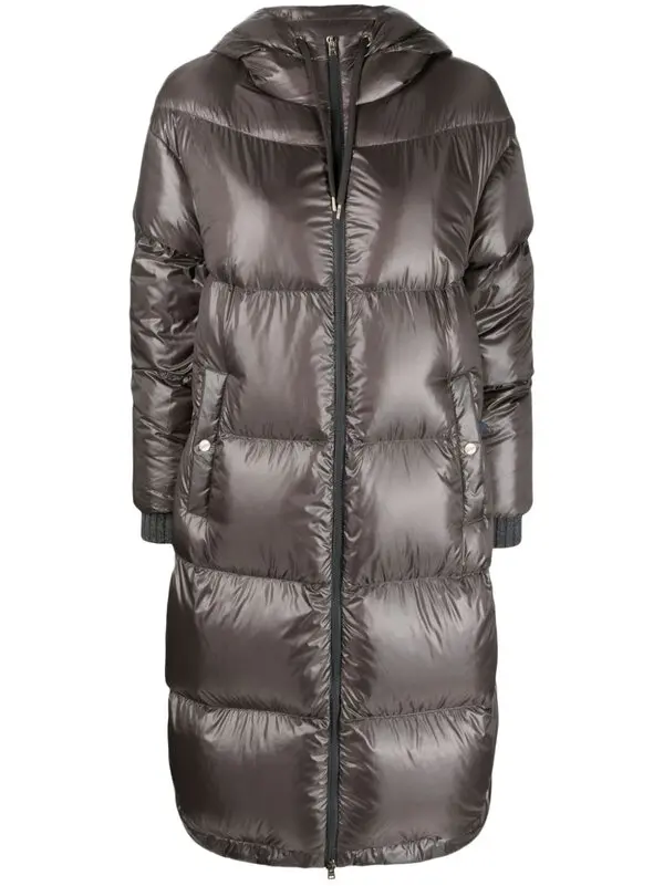 Herno Quilted Goose Down Hooded Coat - Grey