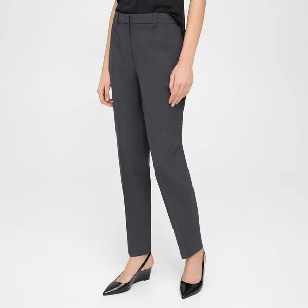 Theory Treeca Full Length Good Wool Pant - Charcoal Melange