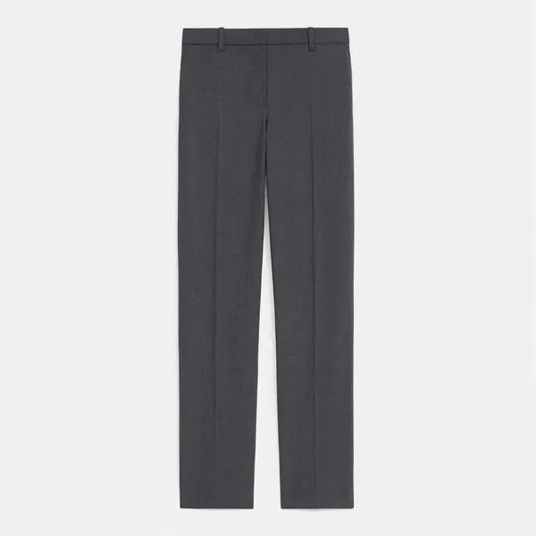Theory Treeca Full Length Good Wool Pant - Charcoal Melange