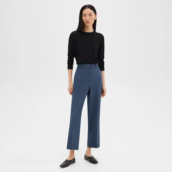 Theory High-waist Straight-leg Good Wool Pant