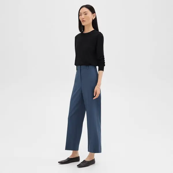 Theory High-waist Straight-leg Good Wool Pant