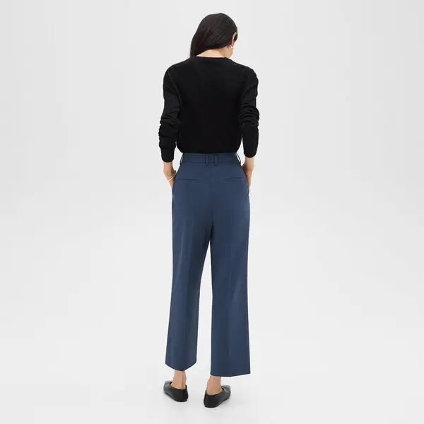 Theory High-waist Straight-leg Good Wool Pant