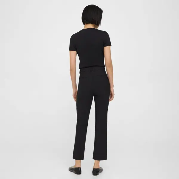 Theory High-waist Straight-leg Good Wool Pant - Black