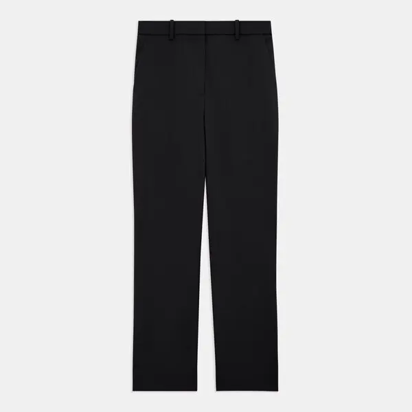 Theory High-waist Straight-leg Good Wool Pant - Black