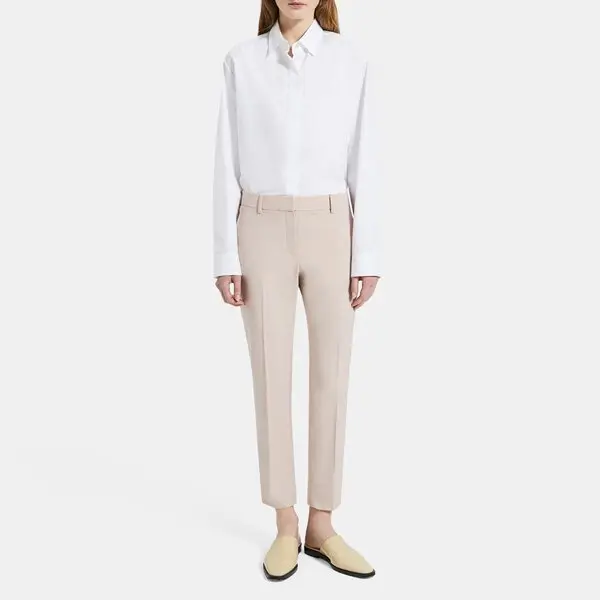 Theory Treeca Good Wool Pant - Petal Pink