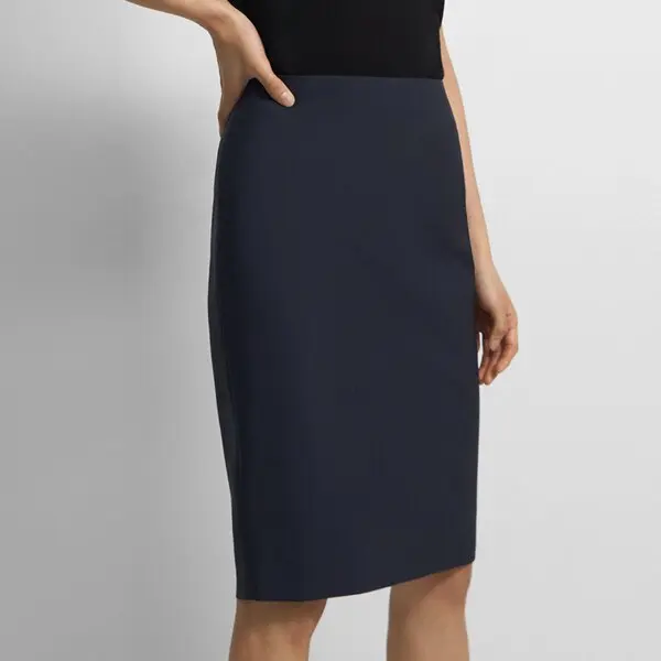 Theory Pencil Skirt In Stretch Wool - Nocturne Navy