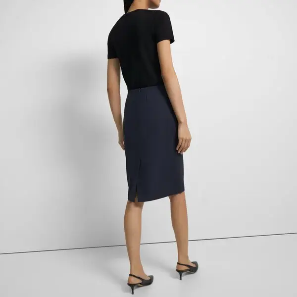 Theory Pencil Skirt In Stretch Wool - Nocturne Navy