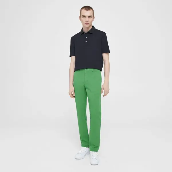 Theory Classic-fit Pant In Organic Cotton - Jade Green