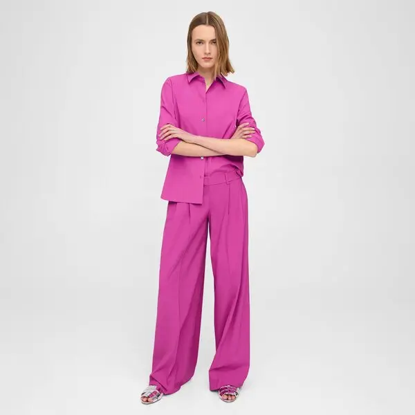 Theory Pleated Good Wool Pant - Carnation