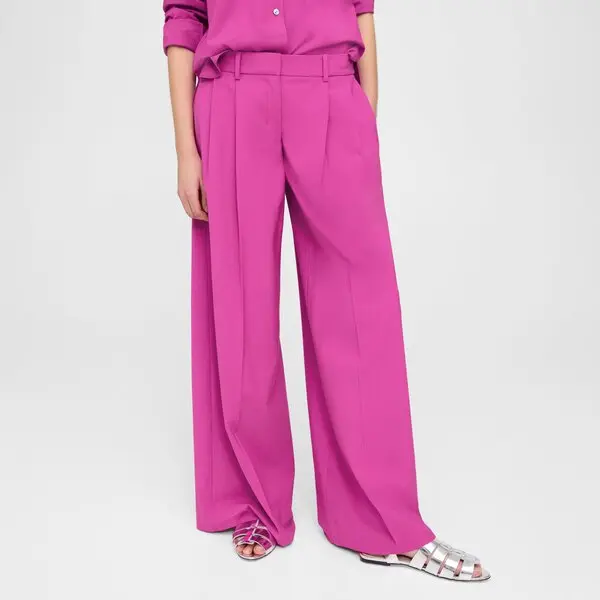 Theory Pleated Good Wool Pant - Carnation