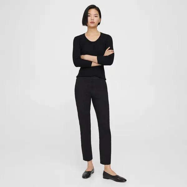 Theory Treeca Pull-on Good Linen Pant - Black
