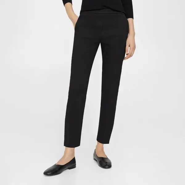 Theory Treeca Pull-on Good Linen Pant - Black