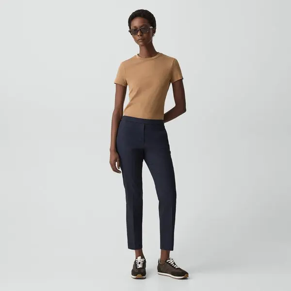 Theory Treeca Pull-on Cropped Pant - Midnight Navy