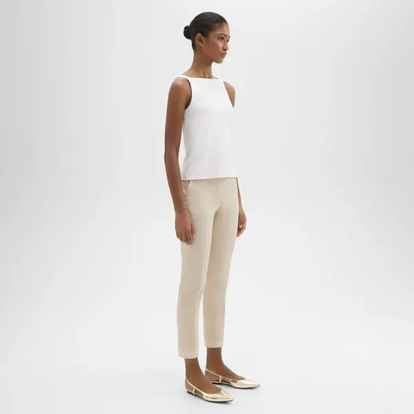 Theory Treeca Pull-on Good Linen Pant - Straw