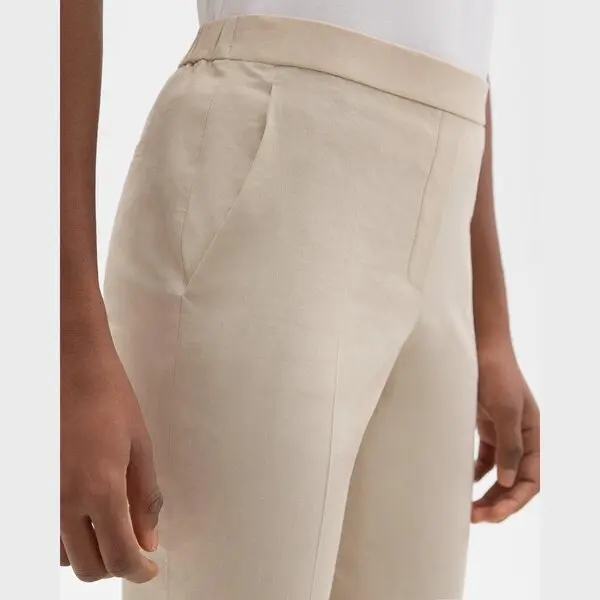 Theory Treeca Pull-on Good Linen Pant - Straw