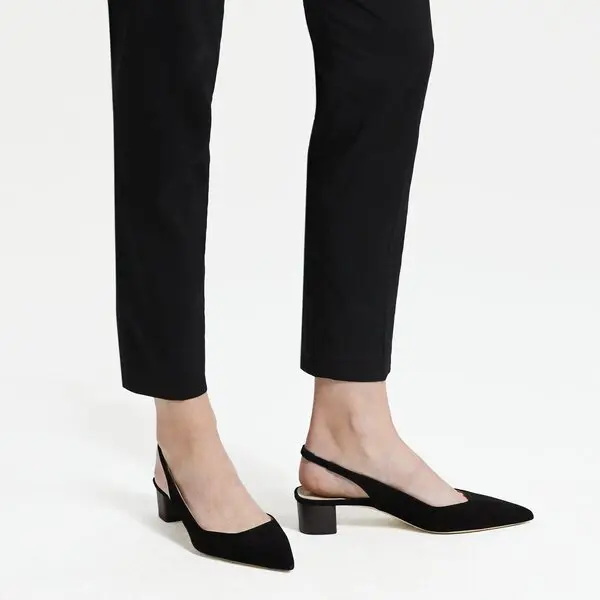 Theory Suede Slingback With Block Heel - Black