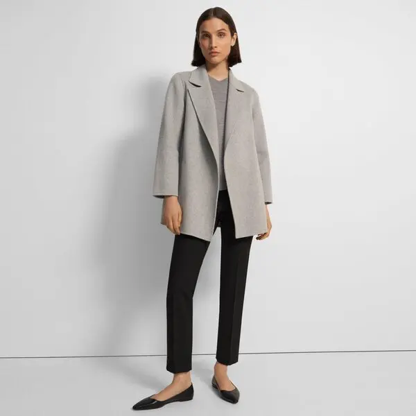 Theory Clairene Double-face Wool-cashmere Jacket - Melange Grey