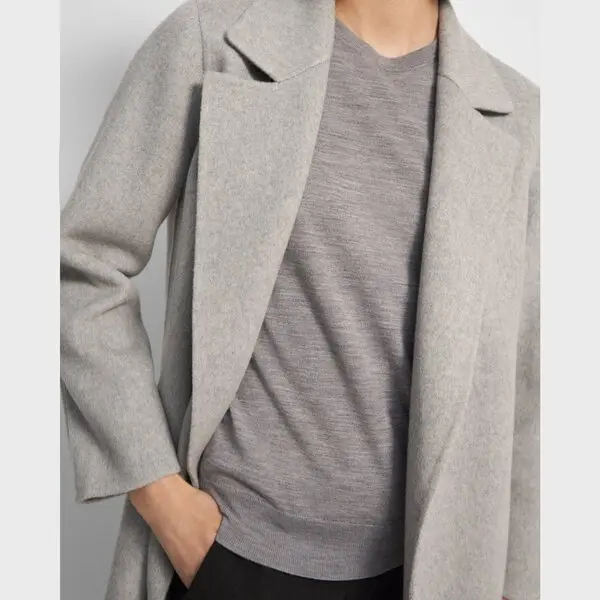 Theory Clairene Double-face Wool-cashmere Jacket - Melange Grey
