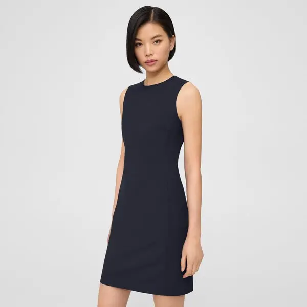 Theory Sleeveless Fitted Good Wool Dress - Nocturne Navy