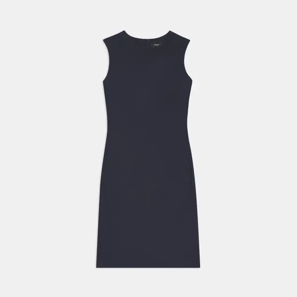 Theory Sleeveless Fitted Good Wool Dress - Nocturne Navy