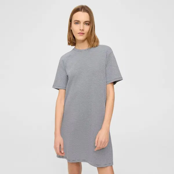 Theory Striped Cotton Jersey T-Shirt Dress In Charcoal Multi - 60% Off |  Editorialist