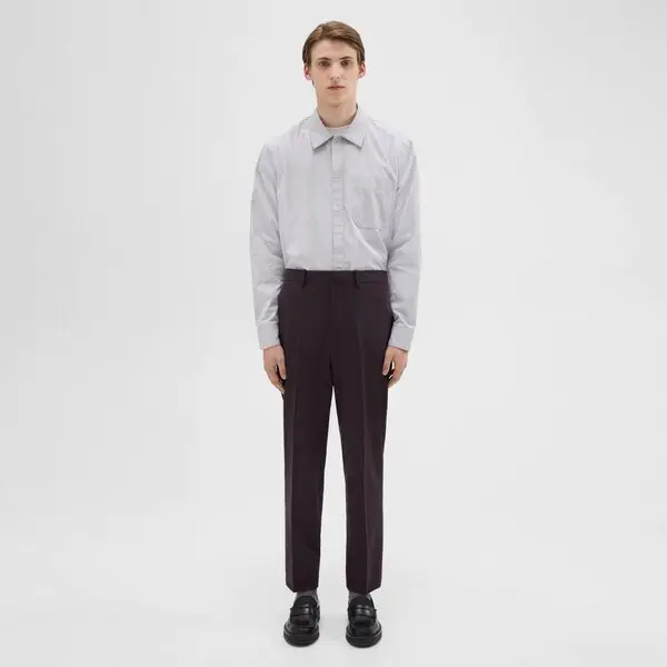 Theory Tapered Wool Gabardine Trouser - Aubergine