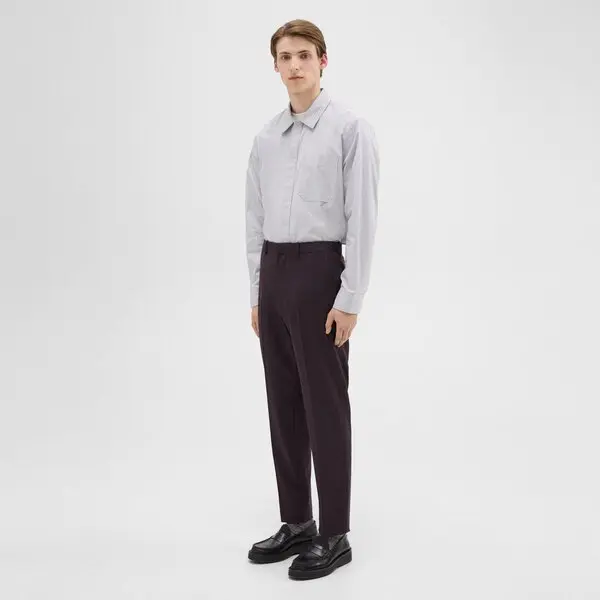 Theory Tapered Wool Gabardine Trouser - Aubergine