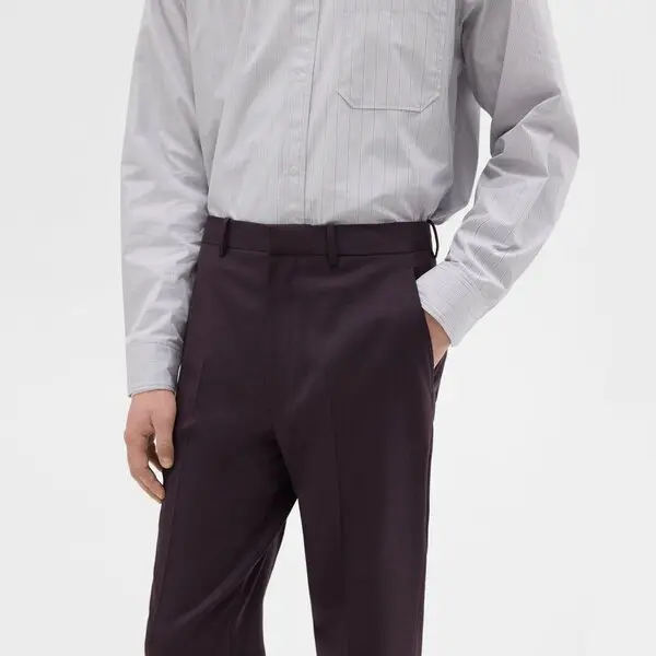 Theory Tapered Wool Gabardine Trouser - Aubergine