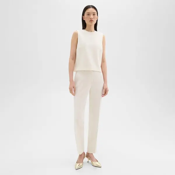 Theory Treeca Full Length Pants In Admiral Crepe - Rice