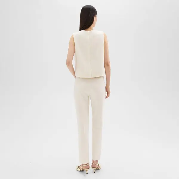 Theory Treeca Full Length Pants In Admiral Crepe - Rice